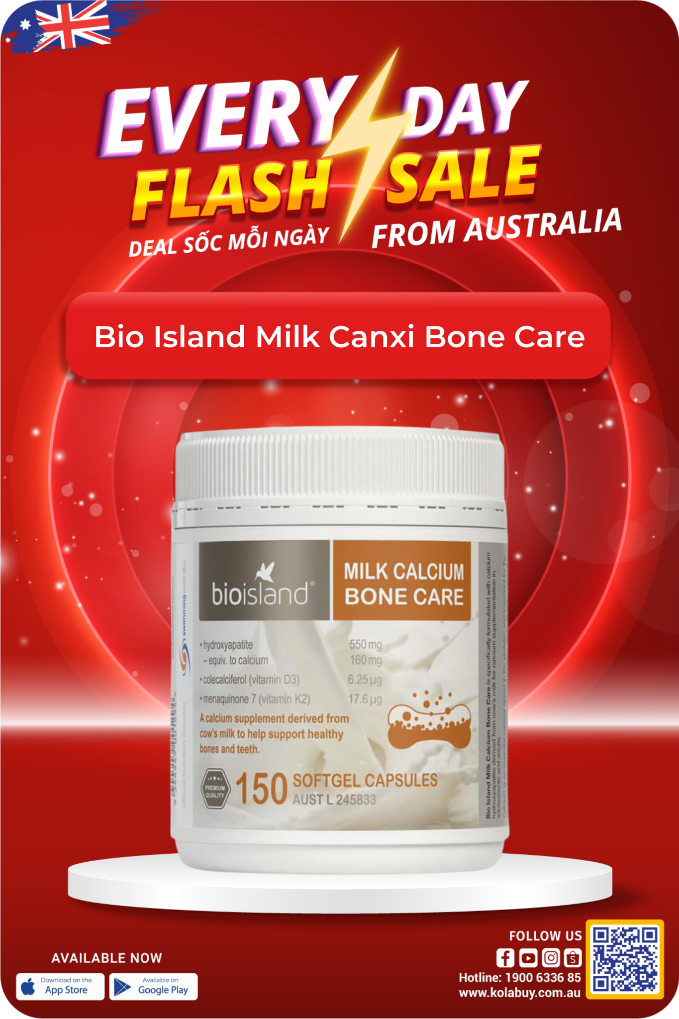 Viên uống bổ sung Canxi Bio Island Milk Calcium Bone Care 150 viên ...