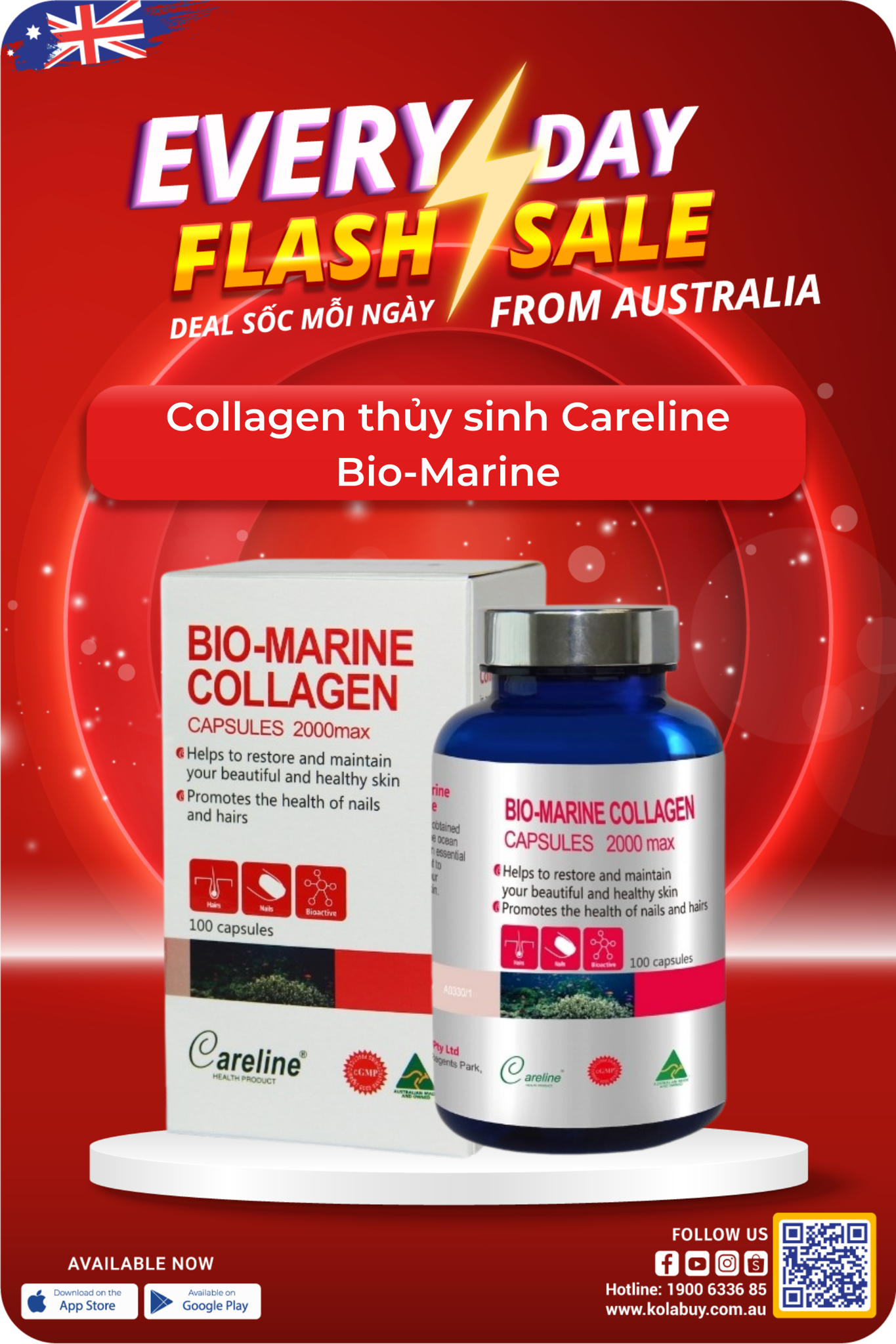 Viên uống Collagen thủy sinh Careline Bio-Marine Collagen 100 Viên ...