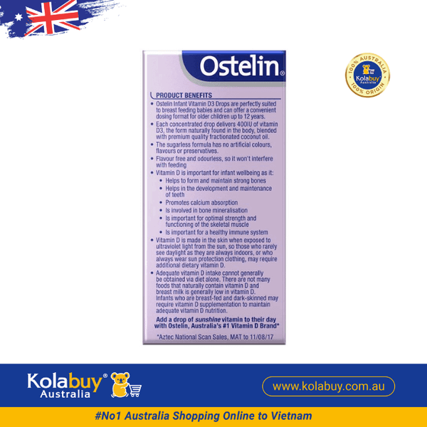 Vitamin D3 dạng giọt cho bé Ostelin Infant Vitamin D3 Drops 2.4 ml ...
