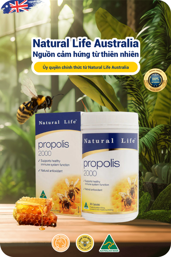 Viên uống keo ong Natural Life Úc Propolis Capsules 2000mg 365 viên ...