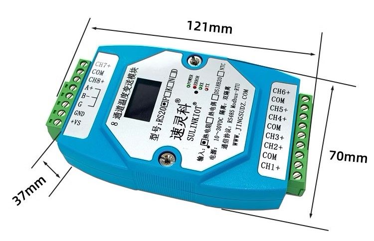Module đọc nhiệt độ PT100 8 kênh ngõ ra RS485 Modbus RTU PT100-RS20P