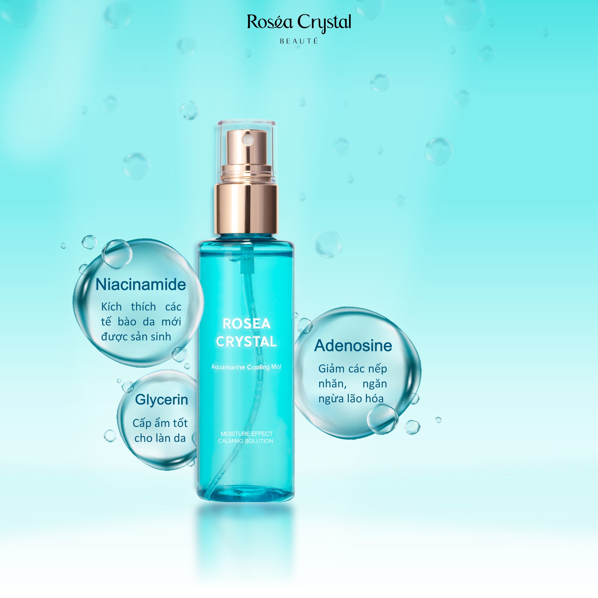 Xịt khoáng dưỡng ẩm da mặt cao cấp Hàn Quốc – Rosea Crystal