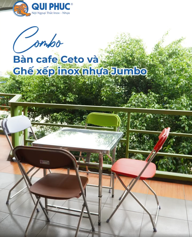 Tận Hưởng Mỗi Ngày Với Combo Bàn Cafe Ceto Và Ghế Xếp Inox Nhựa Jumbo ...