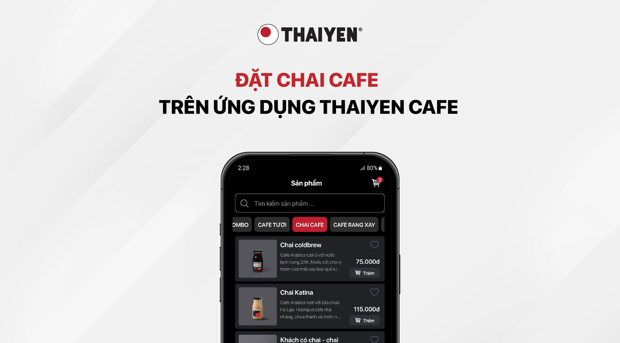Đặt chai cafe tại Website và ứng dụng THAIYEN CAFE