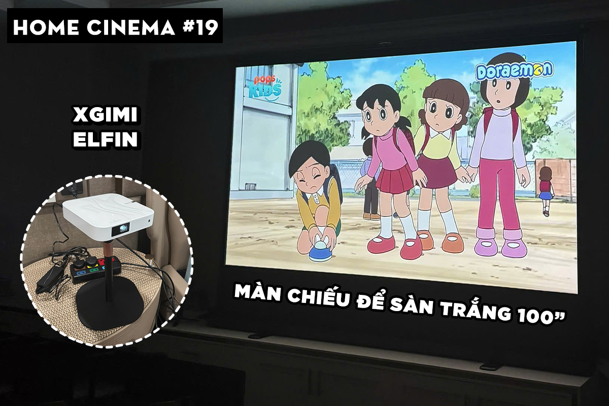 SETUP HOME CINEMA VỚI XGIMI ELFIN VÀ MÀN CHIẾU ĐỂ SÀN TRẮNG 100 INCH ...