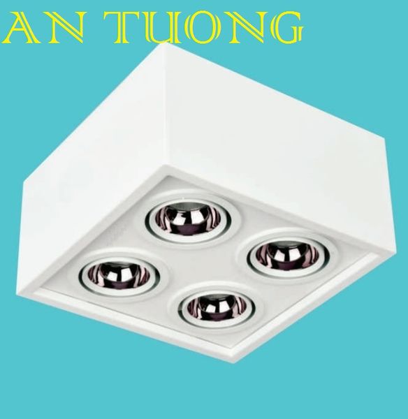 đèn lon led vuông 4 bóng xoay chiếu điểm ốp nổi 4 bóng LED COB 10w x 4 ...