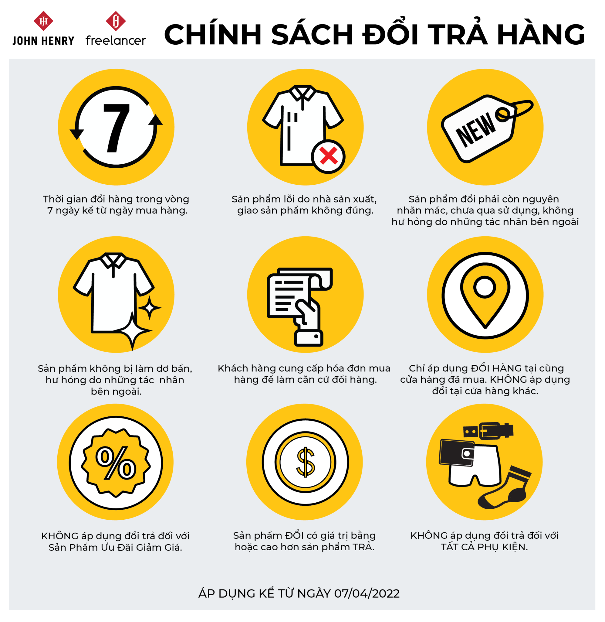 Chính sách đổi trả – JOHN HENRY & FREELANCER