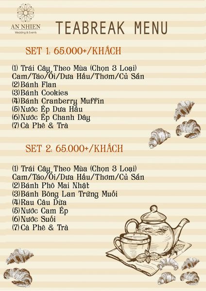 Menu tea-break– WEDDING & EVENTS