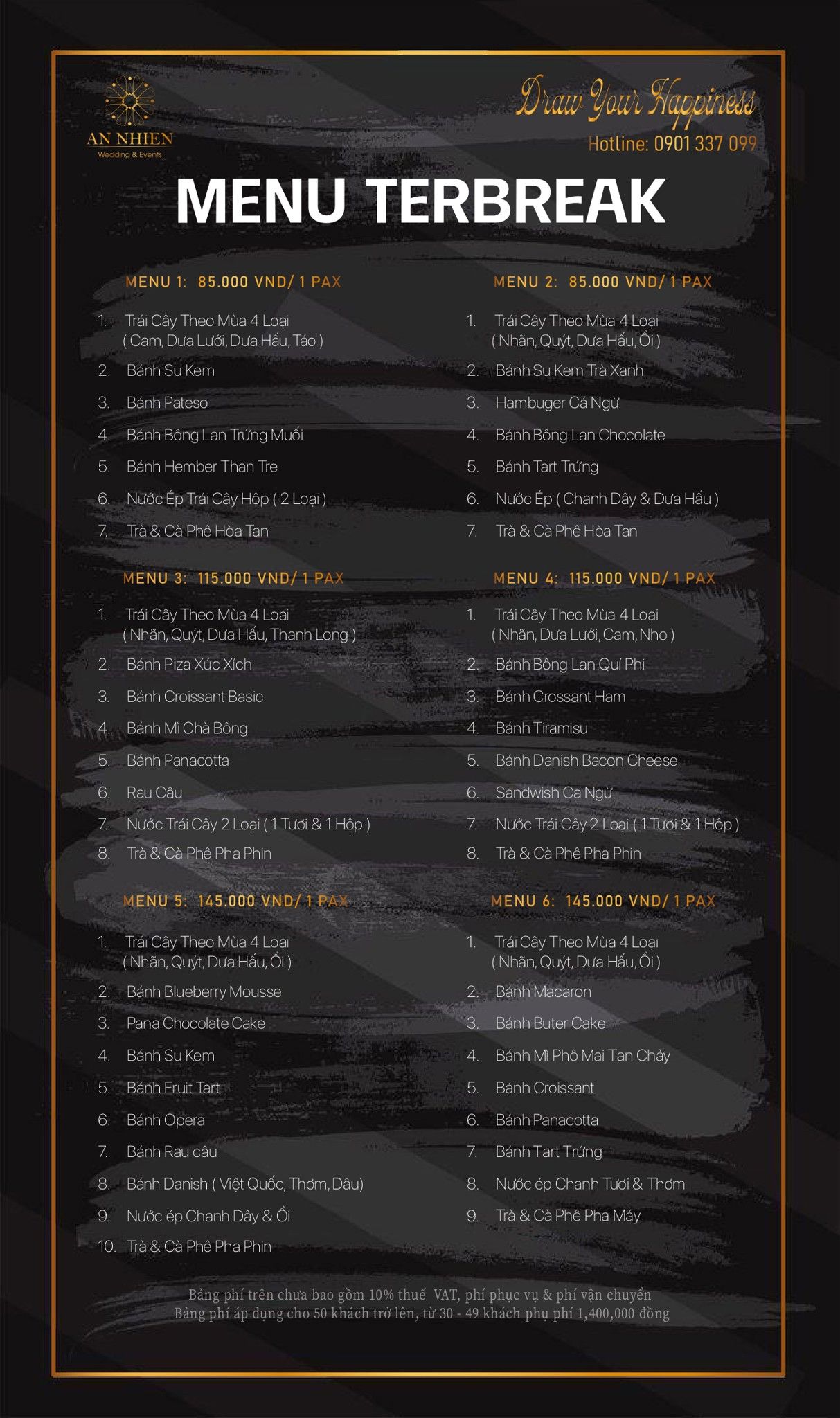 THỰC ĐƠN TEABREAK– WEDDING & EVENTS