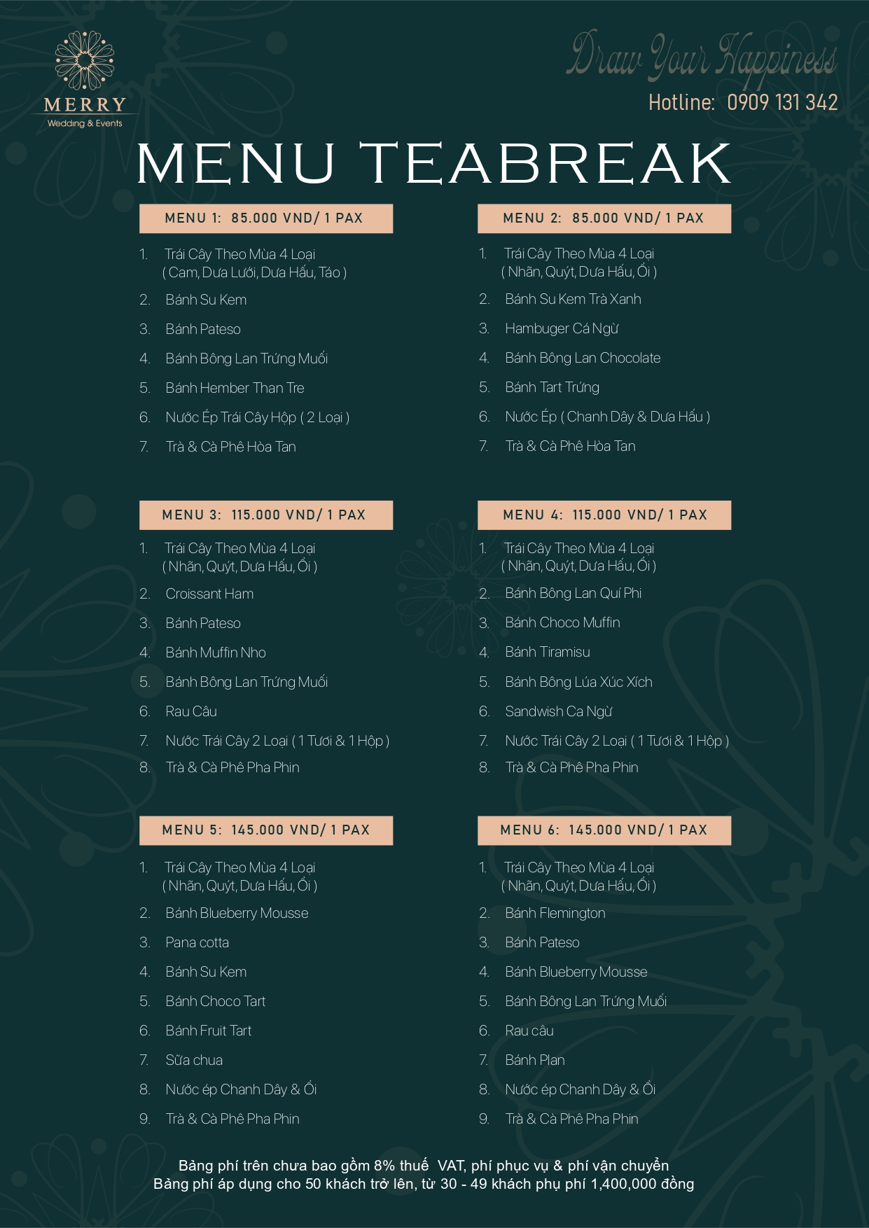 THỰC ĐƠN TEABREAK – Merrywedding