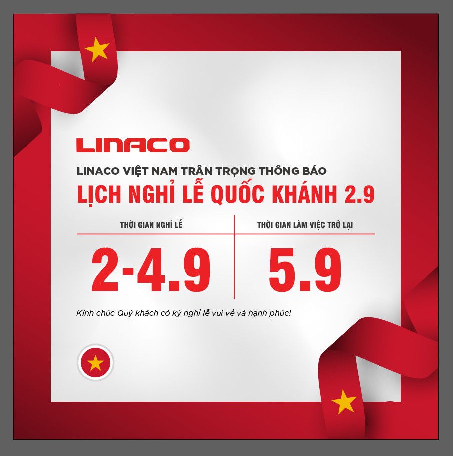 THÔNG BÁO LỊCH NGHỈ QUỐC KHÁNH 02.09.2022 – Linaco