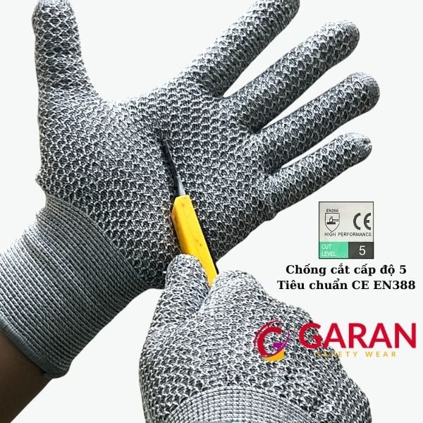 Bao Tay Chống Cắt Cấp Độ 5 HPPE Đạt Tiêu Chuẩn EN388 – Bảo Hộ GARAN