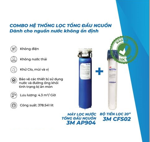 Combo Máy Lọc Nước Tổng Đầu Nguồn 3M AP904 + LỌC THÔ 3M CFS02 - Máy Lọc ...