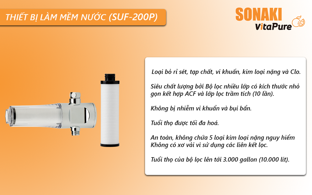 Thiết Bị Làm Mềm Nước Sonaki SUF-200P - Máy Lọc Nước Phương Nam