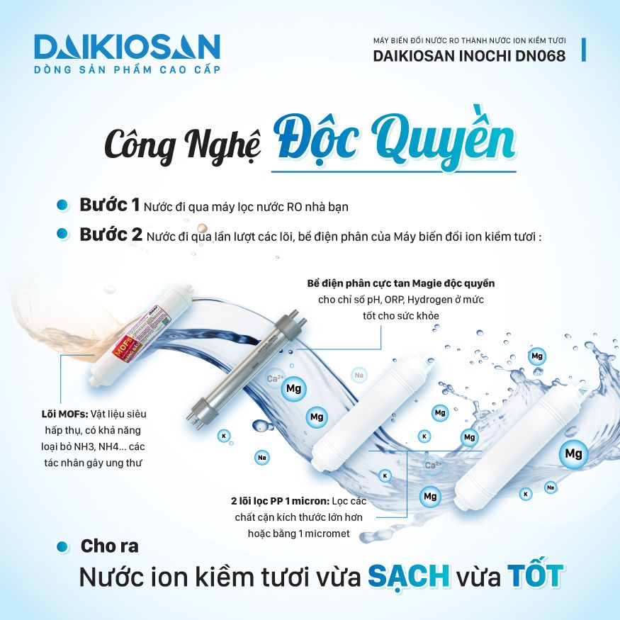 Máy Chuyển Đổi Nước Ion Kiềm Tươi Daikiosan DN068 - Máy Lọc Nước Phương Nam