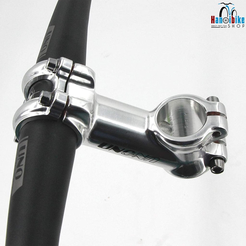 Potang xe đạp nhôm UNO bạc góc nghiêng 35 độ 31,8mm cho Fixed Gear, MT ...