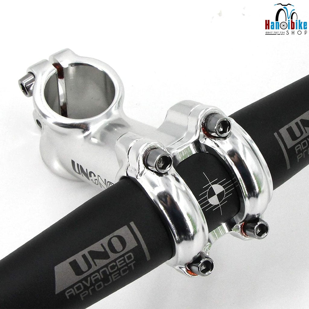 Potang xe đạp nhôm UNO bạc góc nghiêng 35 độ 31,8mm cho Fixed Gear, MT ...