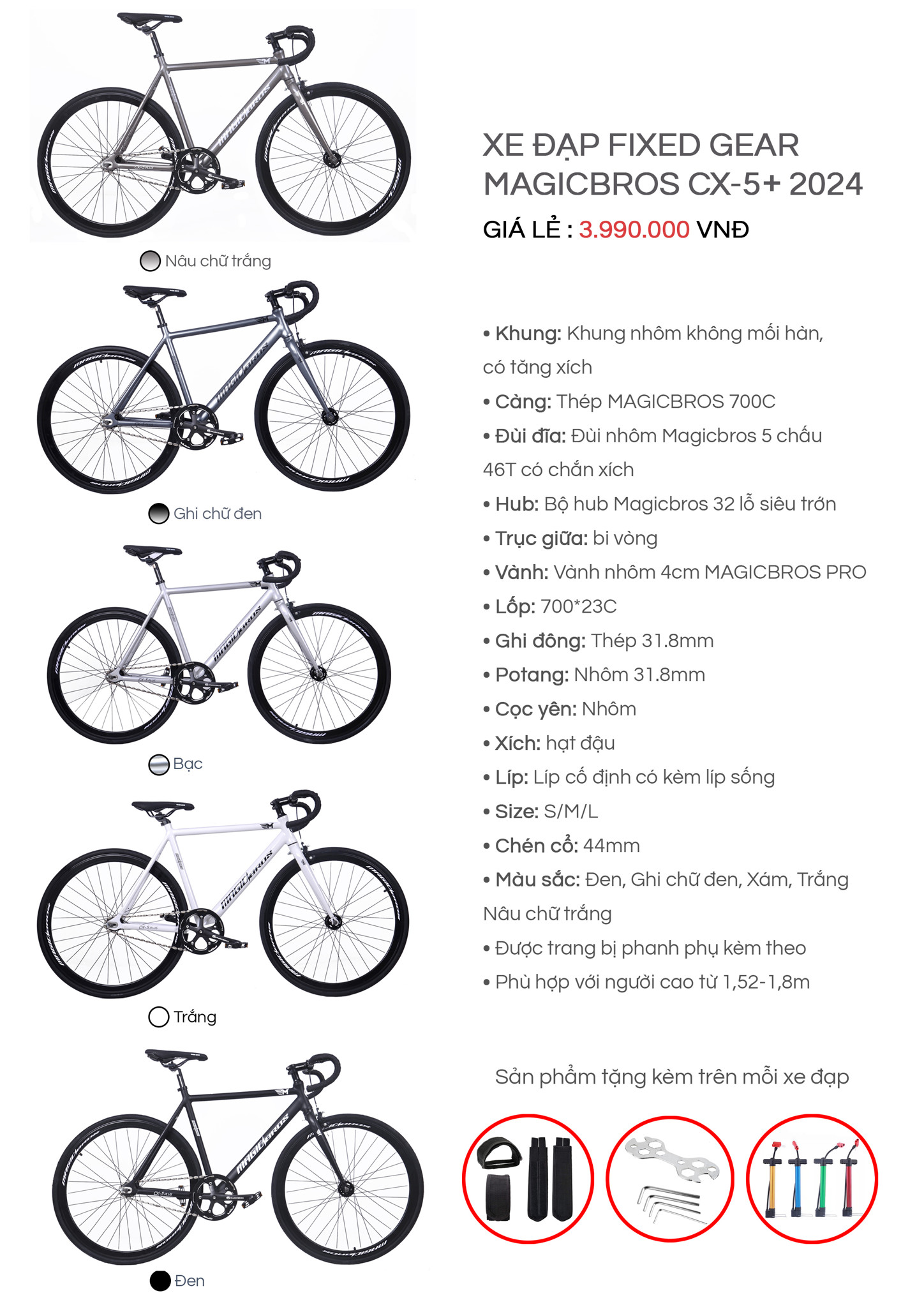 Xe Fixed Gear Magicbros CX5 PLUS Khung nhôm – Hanoibike shop