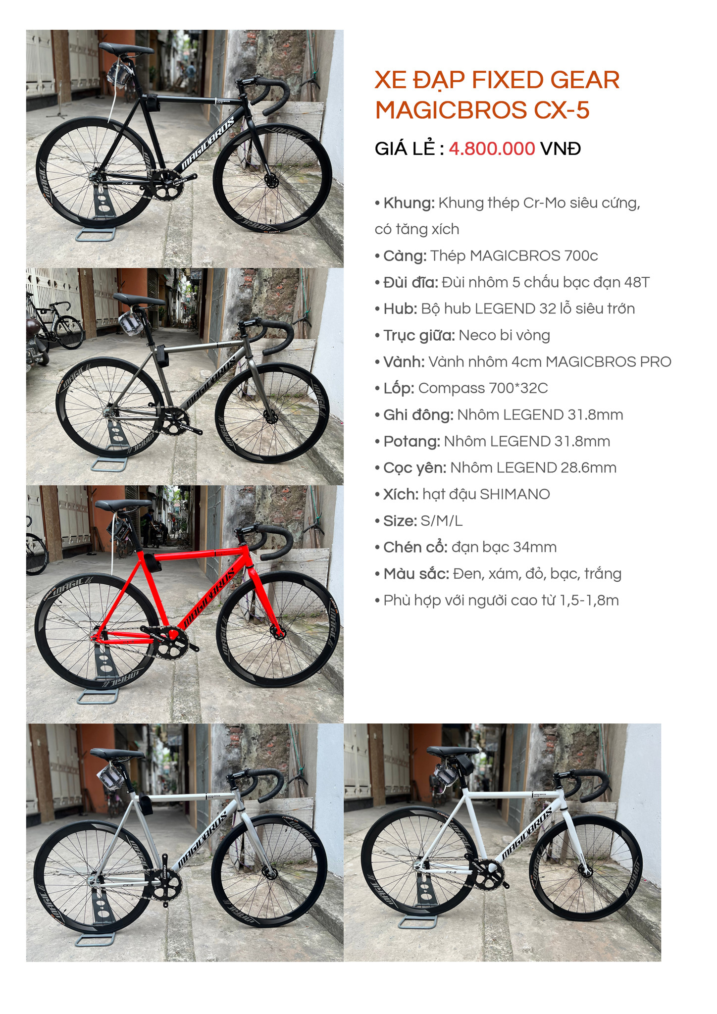Xe đạp Fixed Gear Magicbros CX-5 – Hanoibike shop