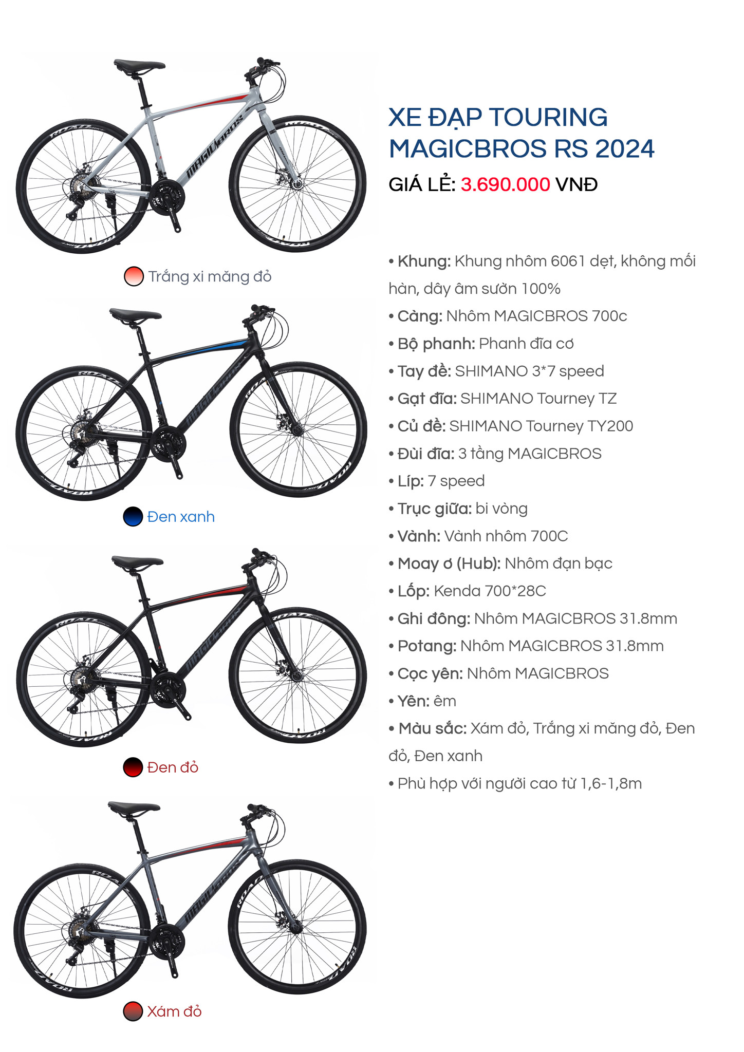 Xe Touring Magicbros M1 khung nhôm 3*7 speed – MAGICBROS