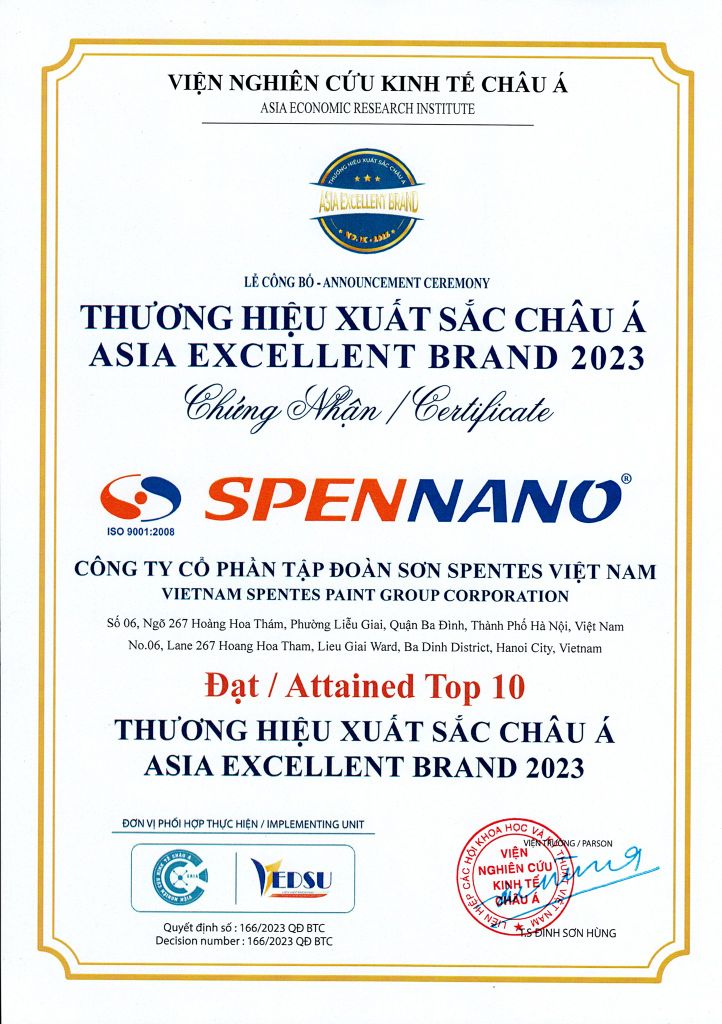 Thương hiệu top 10 Châu Á năm 2023 – Sơn Spennano