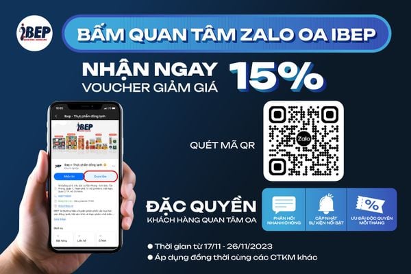 Bấm nút Quan Tâm zalo OA - trải nghiệm đặc quyền mua sắm tại iBep – IBEP - Thực Phẩm Đông Lạnh