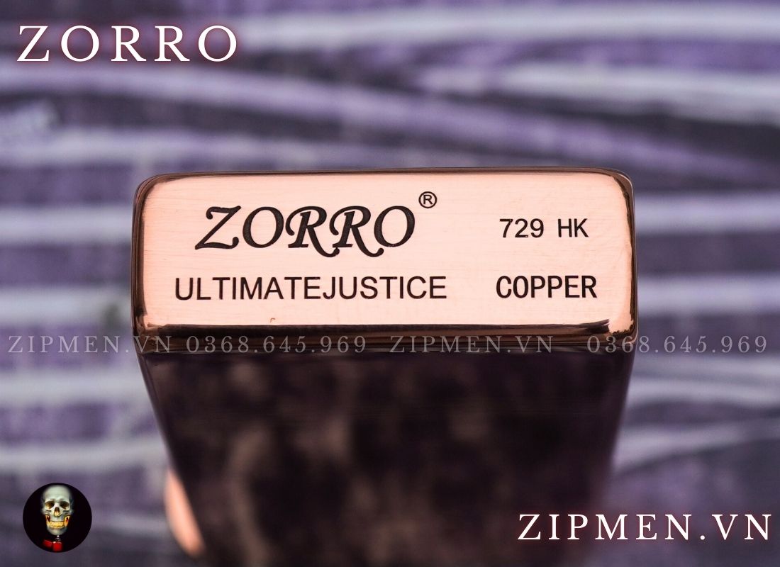 Bật lửa độc đẹp | Zorro copper đồng đỏ | zorro 729 HK – ZIPMEN