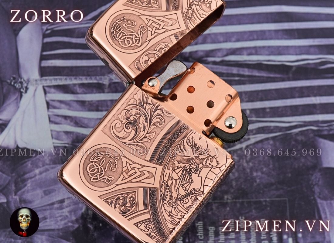 Bật lửa zorro đồng đỏ chủ đề tứ kỵ sĩ super copper | Zorro giá rẻ – ZIPMEN