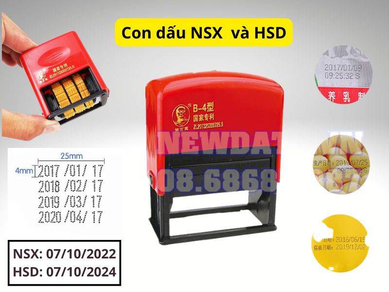 Dấu NSX và HSD | Dấu đóng ngày sản xuất, hạn sử dụng | Loại mới