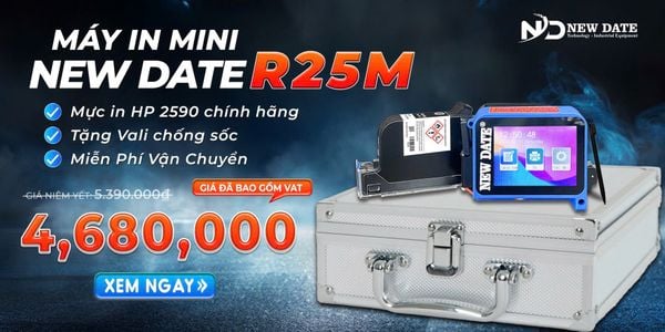 Máy In Mini New Date R25M – Đột Phá In Date Với Mực HP Chính Hãng