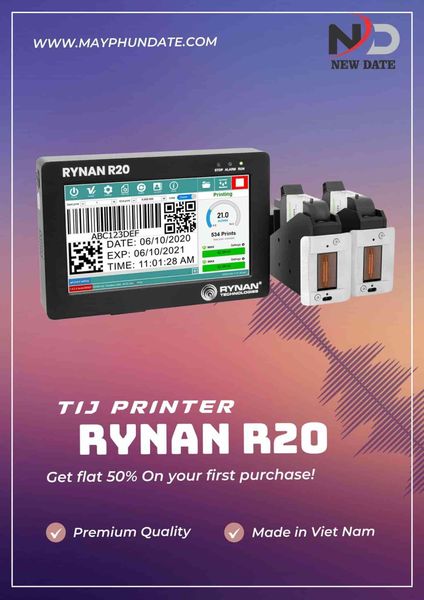 RYNAN R20 MAX | Đầu In Kép TIJ 50mm, Thiết Kế Hai Vòi Phun Khổ 25.4mm