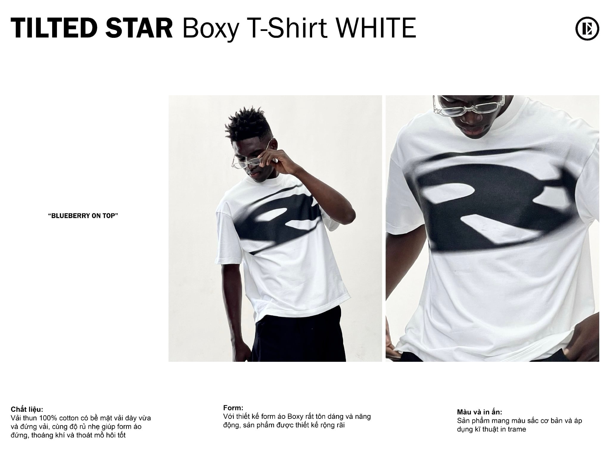 TILTED STAR Boxy T-Shirt WHITE – RVB - RANVERBAE OFFICIAL