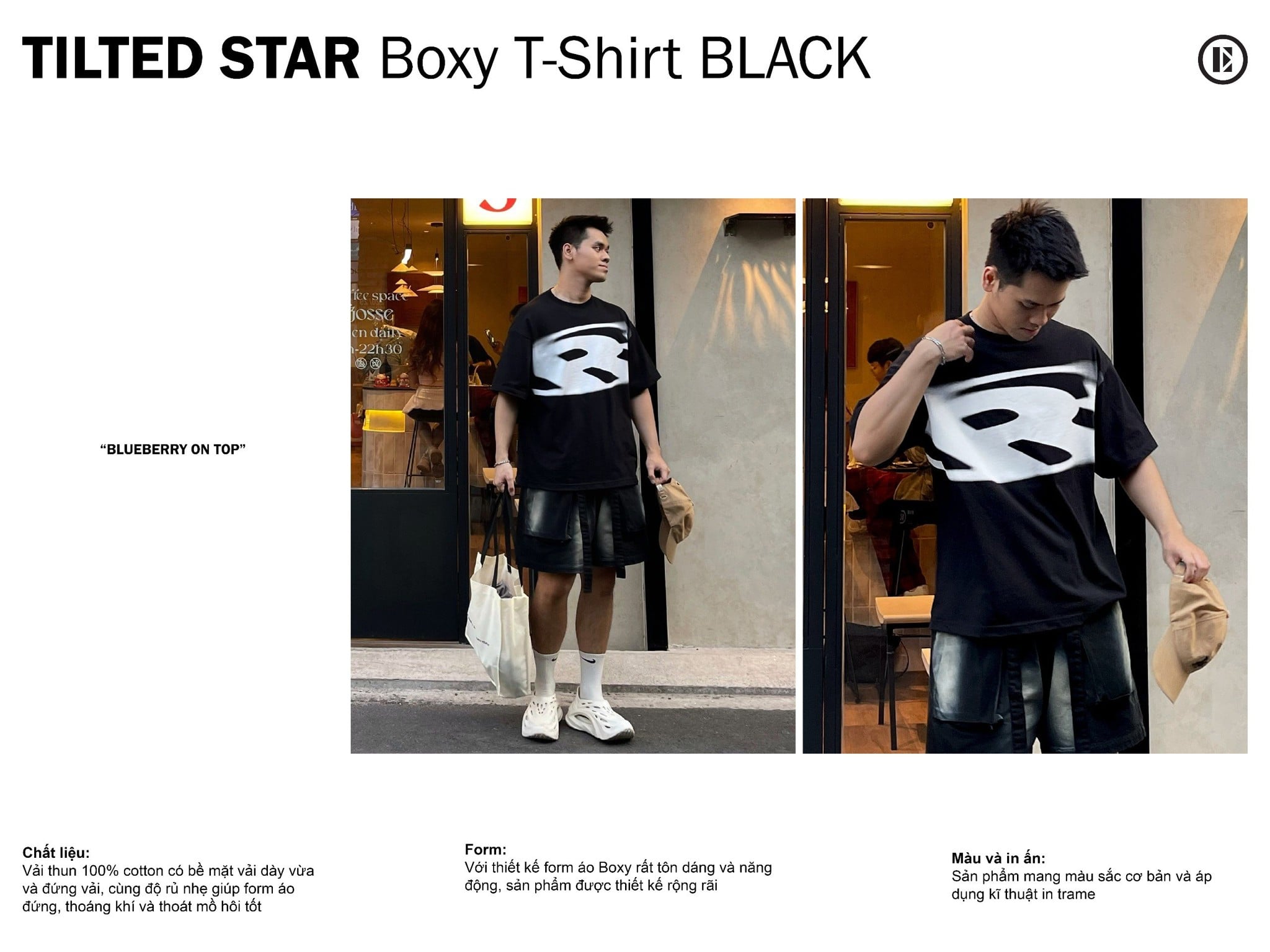 TILTED STAR Boxy T-Shirt BLACK – RVB - RANVERBAE OFFICIAL