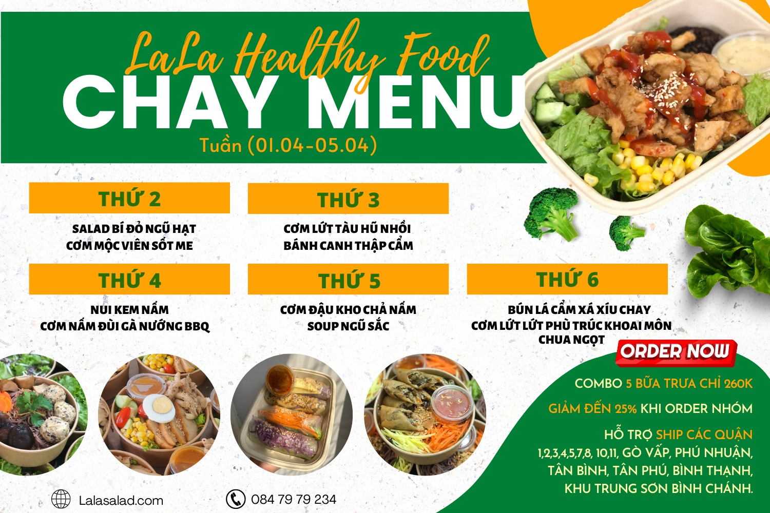 CHAY NGON - CHAY KHỎE - CHAY ĐẸP CÙNG MENU TUẦN 01.04 - 05.04 – LALA SALAD