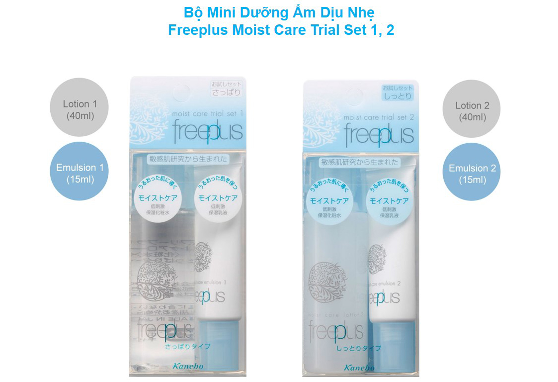 Bộ Mini Dưỡng Ẩm Dịu Nhẹ Trial Set 1 Freeplus Moist Care Trial Set 1 55Ml