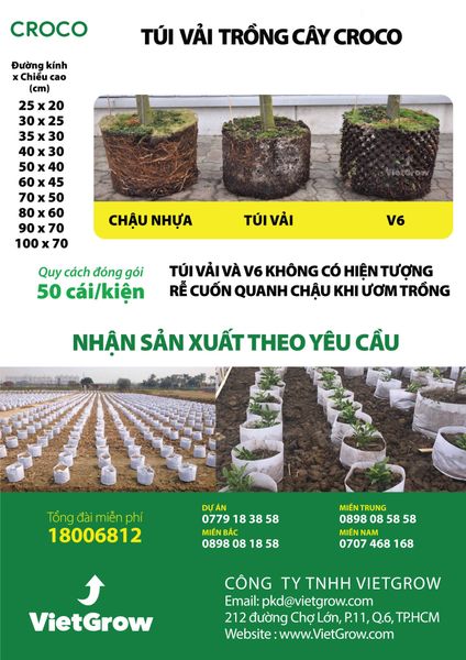 Túi vải trồng cây CROCO, chậu vải chuyên dùng trồng cây rất hiệu quả v ...