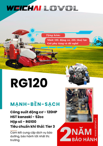 Máy gặt lúa Weichai Lovol - Model RG108 – AiO Vietnam