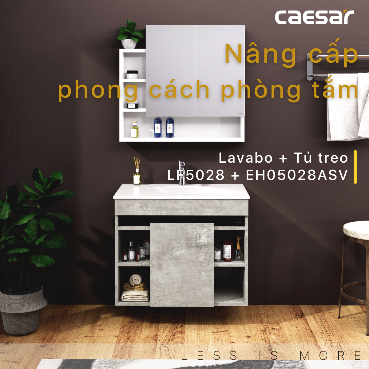 Lavabo + Tủ treo - LF5028+EH05028ASV – Caesar Eshop