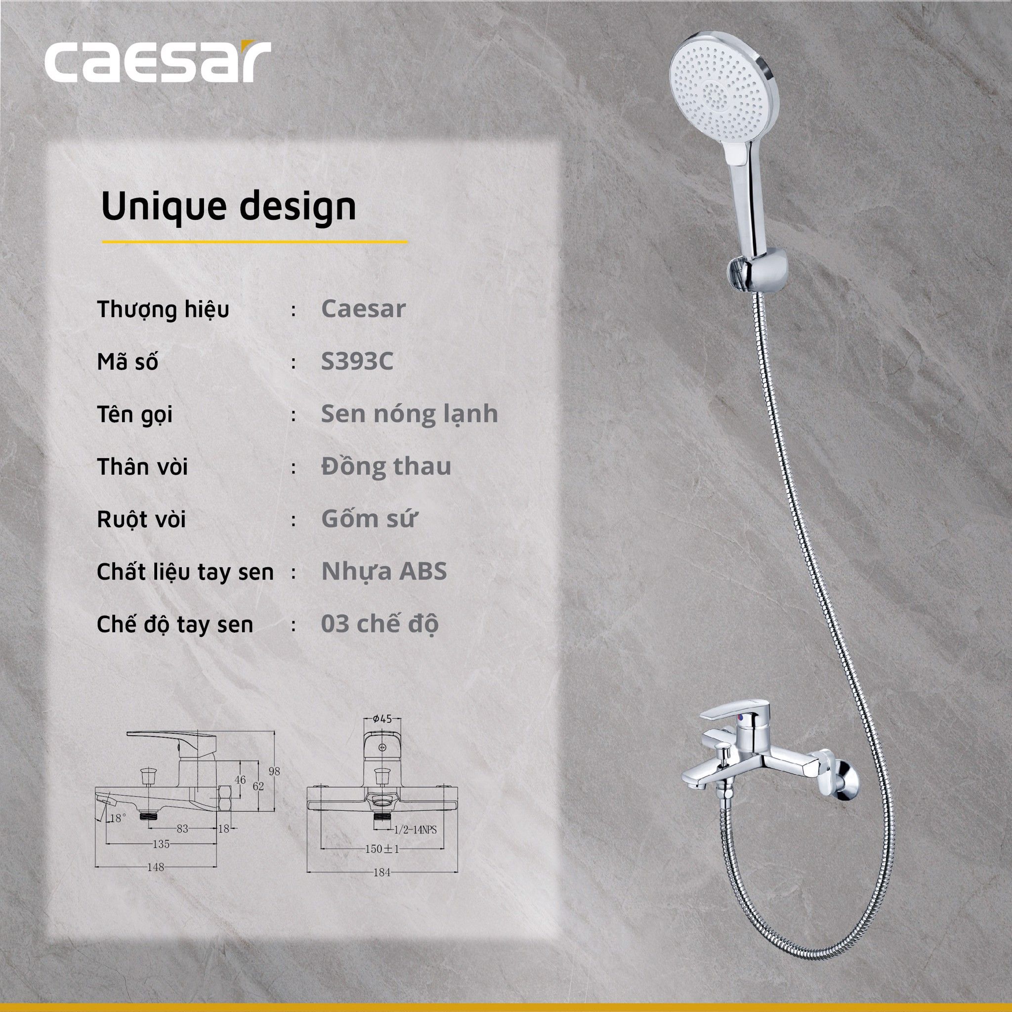 Sen nóng lạnh S393C – Caesar Eshop