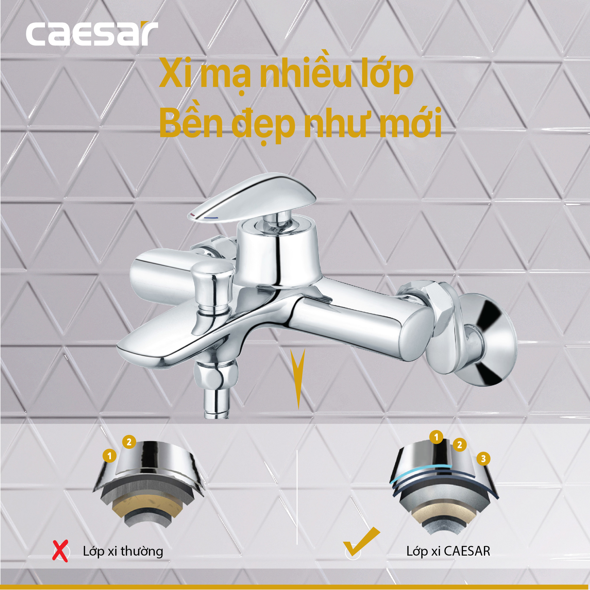 Vòi Sen Gạt Nóng Lạnh - S813C – Caesar Eshop