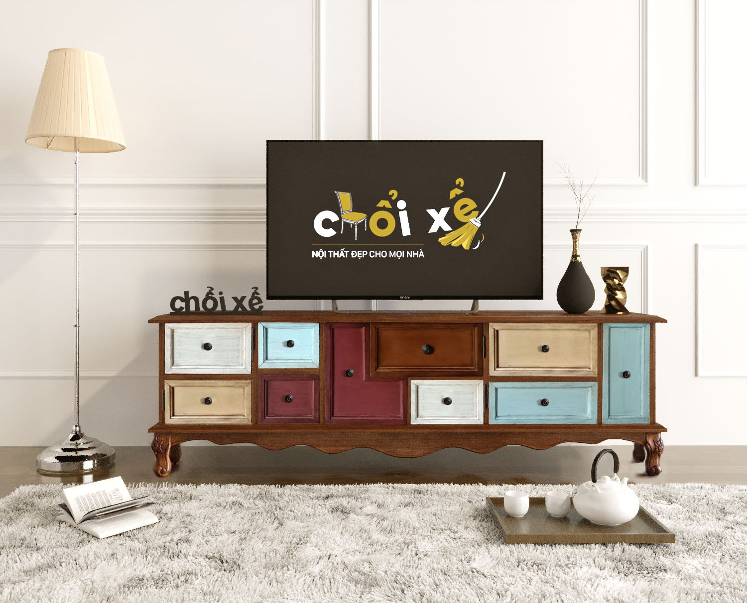 KỆ TV MULTICOLOR – ĐIỂM NHẤN ĐỘC ĐÁO – Chổi Xể - Nội Thất Giá Rẻ Xuất Âu