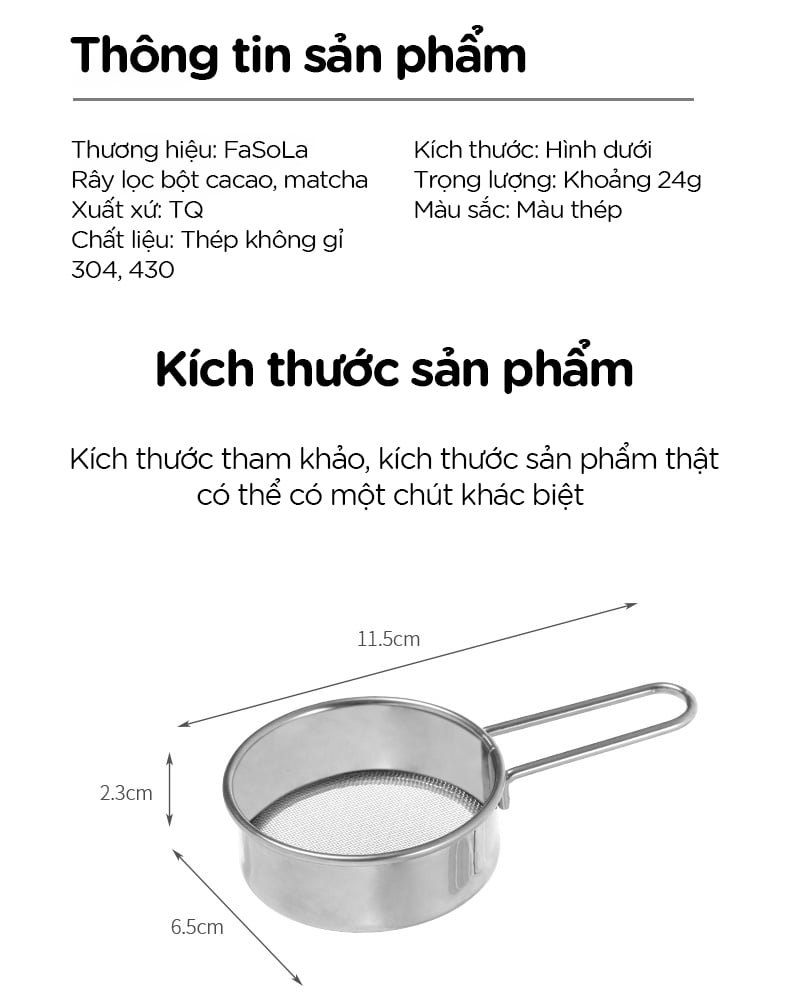 Rây lọc bột cacao, matcha, bột quế mini FSLDZ-484 – FaSoLa