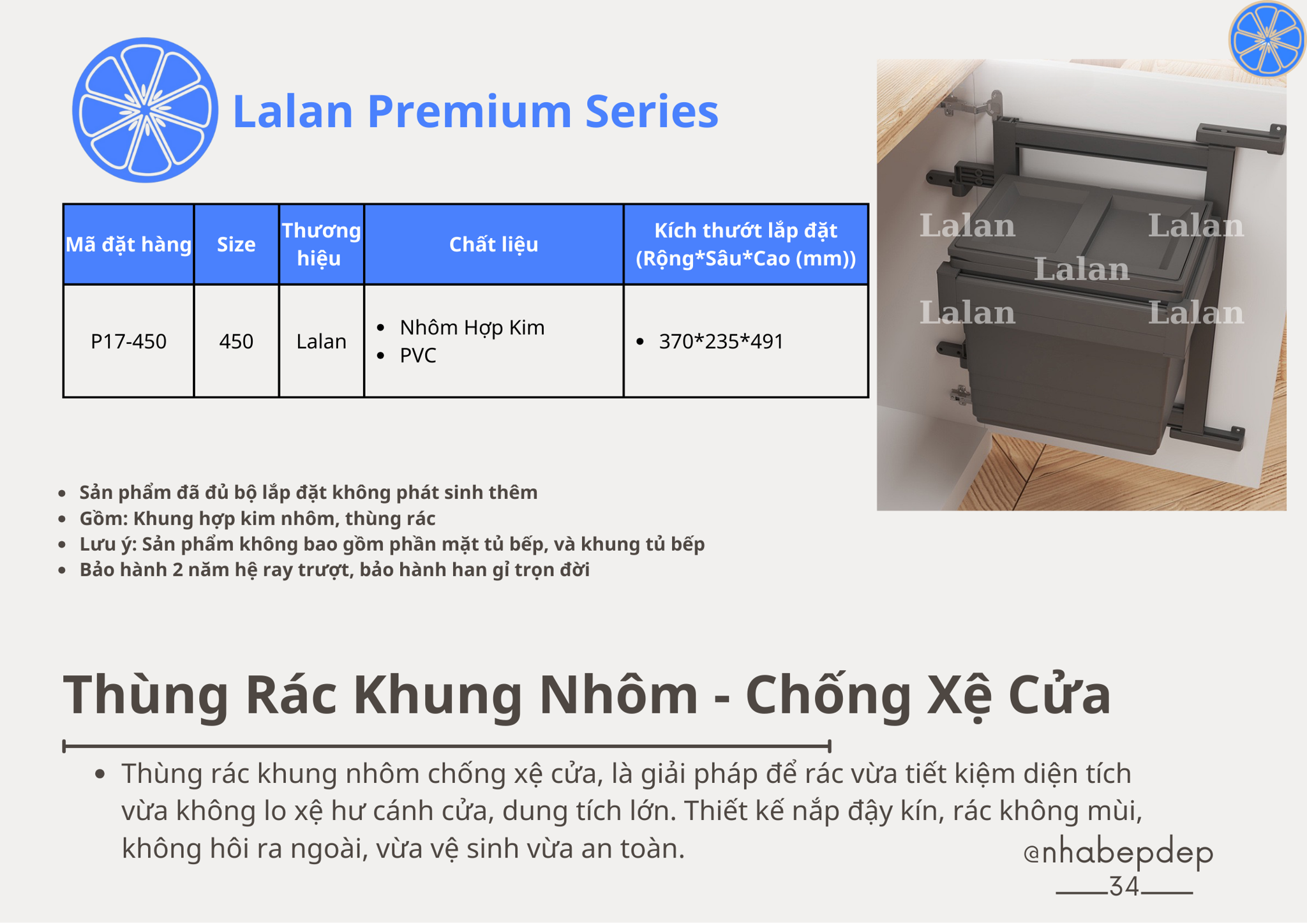 Thùng Rác Khung Nhôm - Chống Xệ Cửa – Lalan