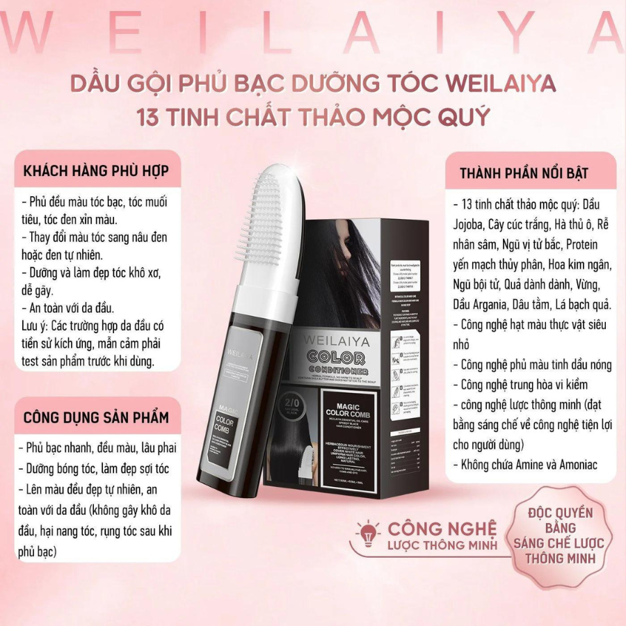 Dầu gội phủ bạc Weilaiya - Dầu gội nhuộm tóc tiết kiệm và hiệu quả nga ...