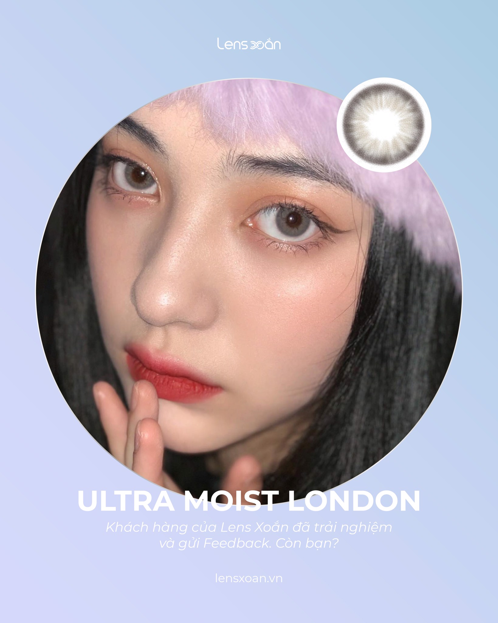 Kính áp tròng Siesta Ultra Moist London hãng Color CL - Lens xám thuần