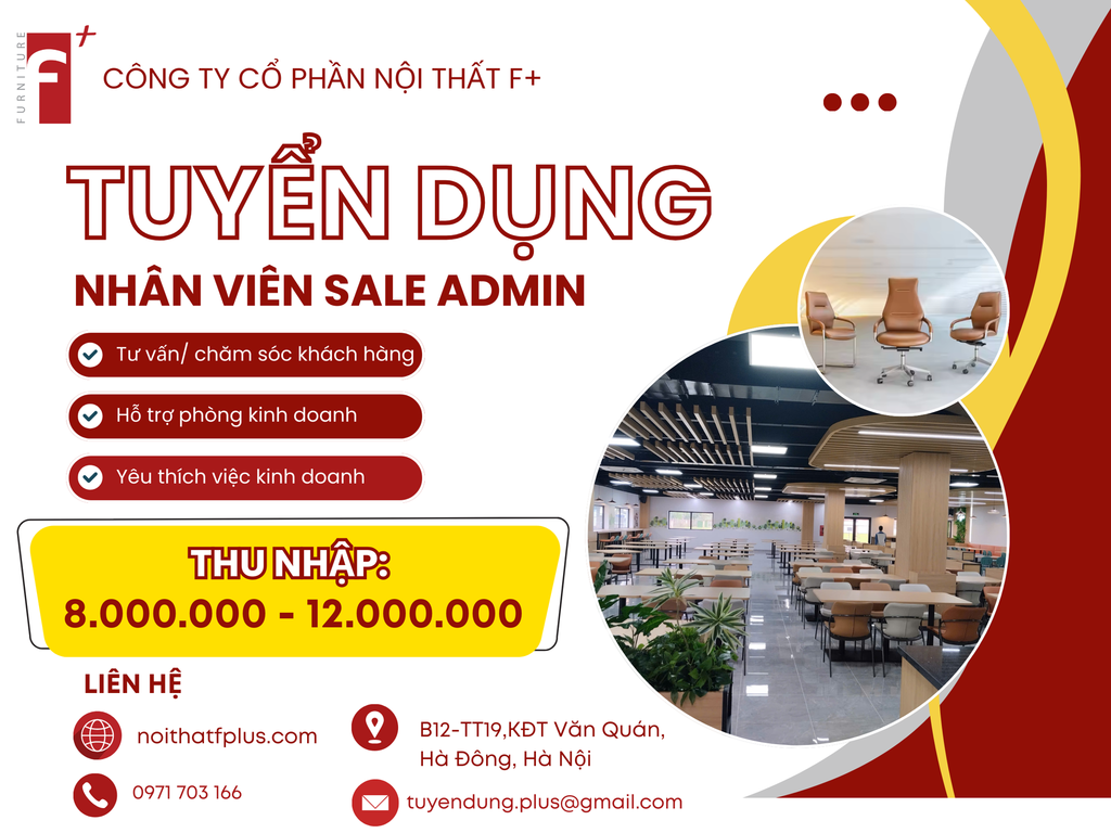 TUYỂN DỤNG NHÂN VIÊN SALE ADMIN THÁNG 5/2025 – Nội thất Fplus