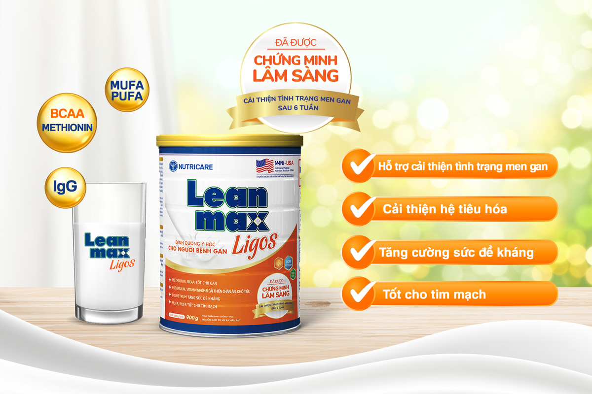 Leanmax Ligos 900g - Dinh dưỡng y học cho người bệnh gan, xơ gan