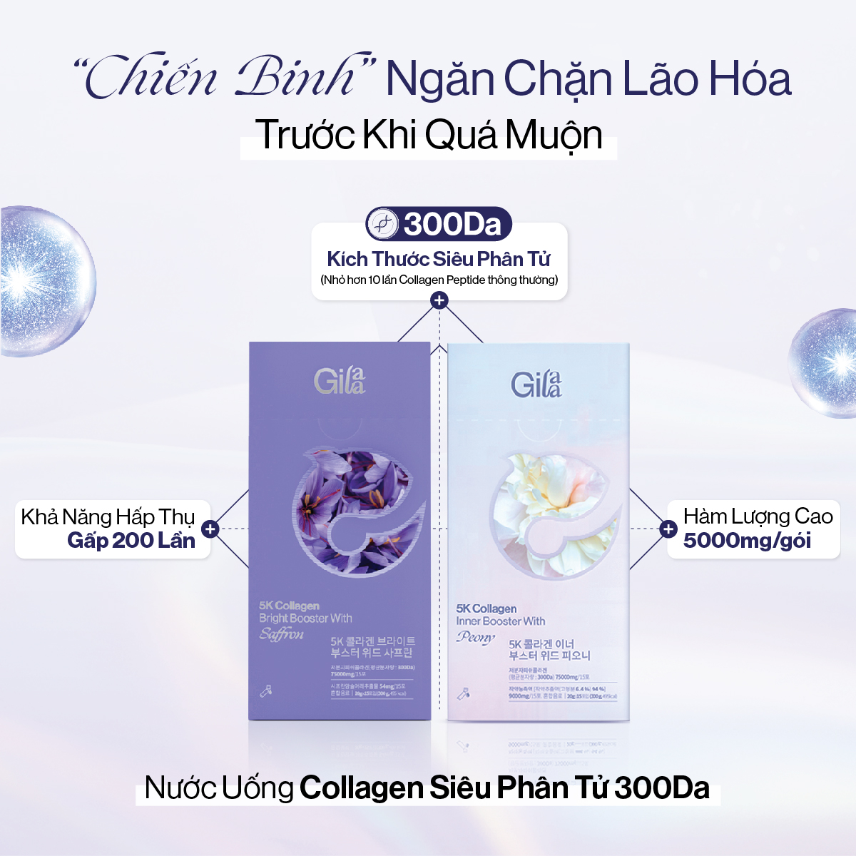 Combo 2 Nước Uống Collagen Gilaa Siêu Phân Tử 300DA