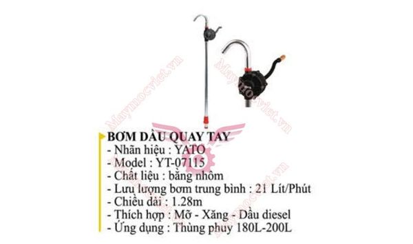 Bơm dầu nhớt quay tay YATO YT 07115 – Vinmax- maymocviet.vn
