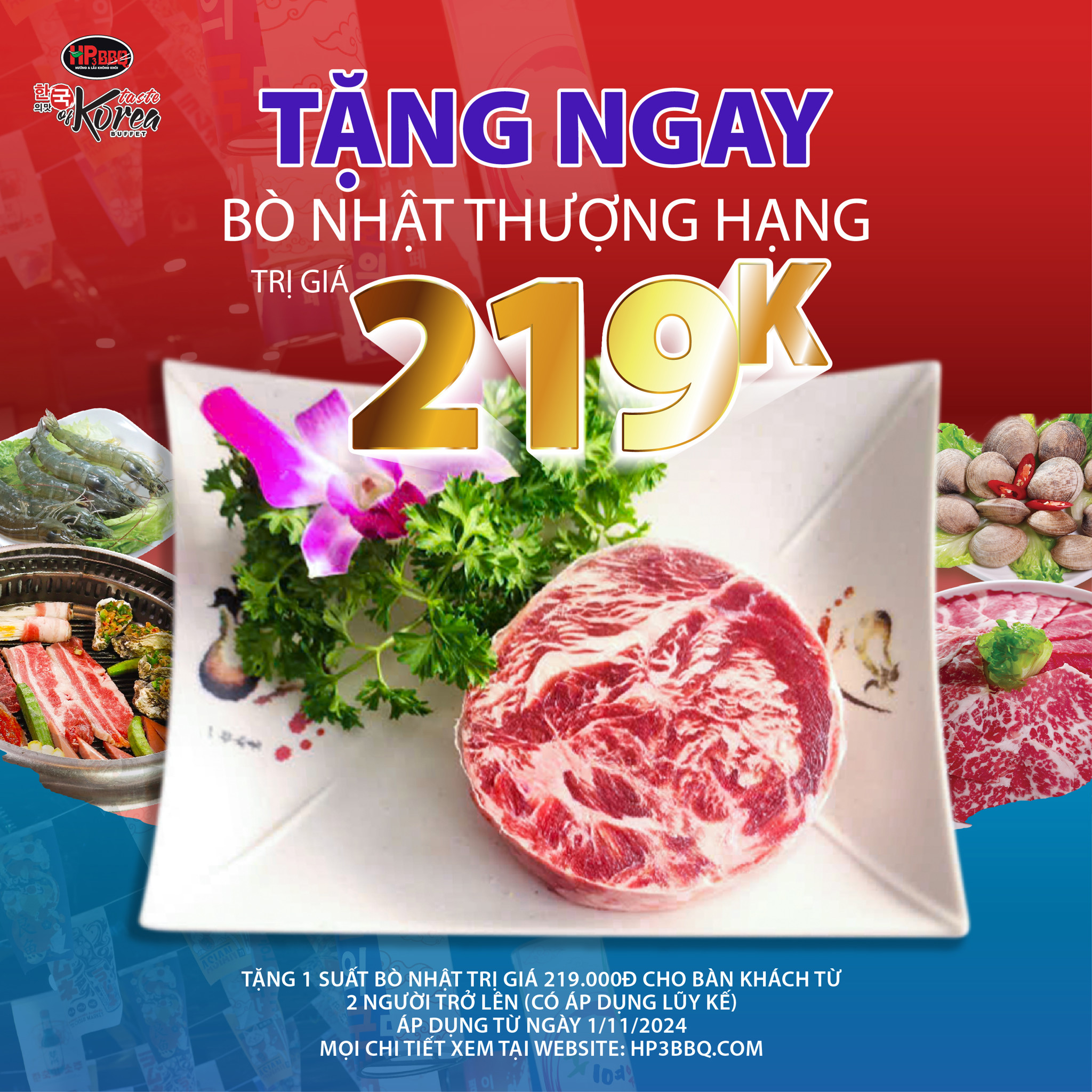 ĐI 2 TẶNG NGAY BÒ NHẬT THƯỢNG HẠNG – HP3 BBQ
